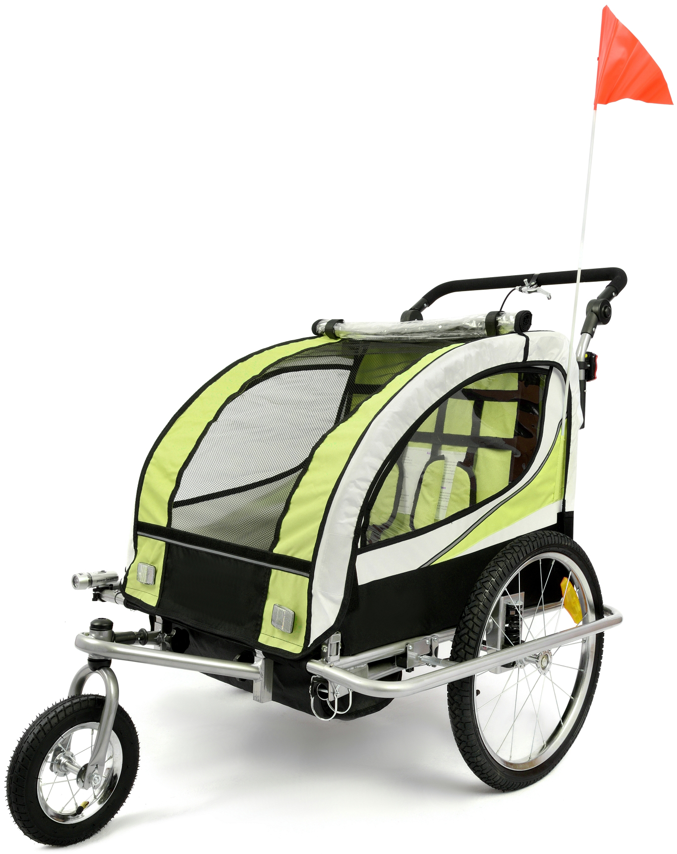 Przyczepka rowerowa z amortyzatorem 2-osobowa +JOGGER zielona - Funfit ...